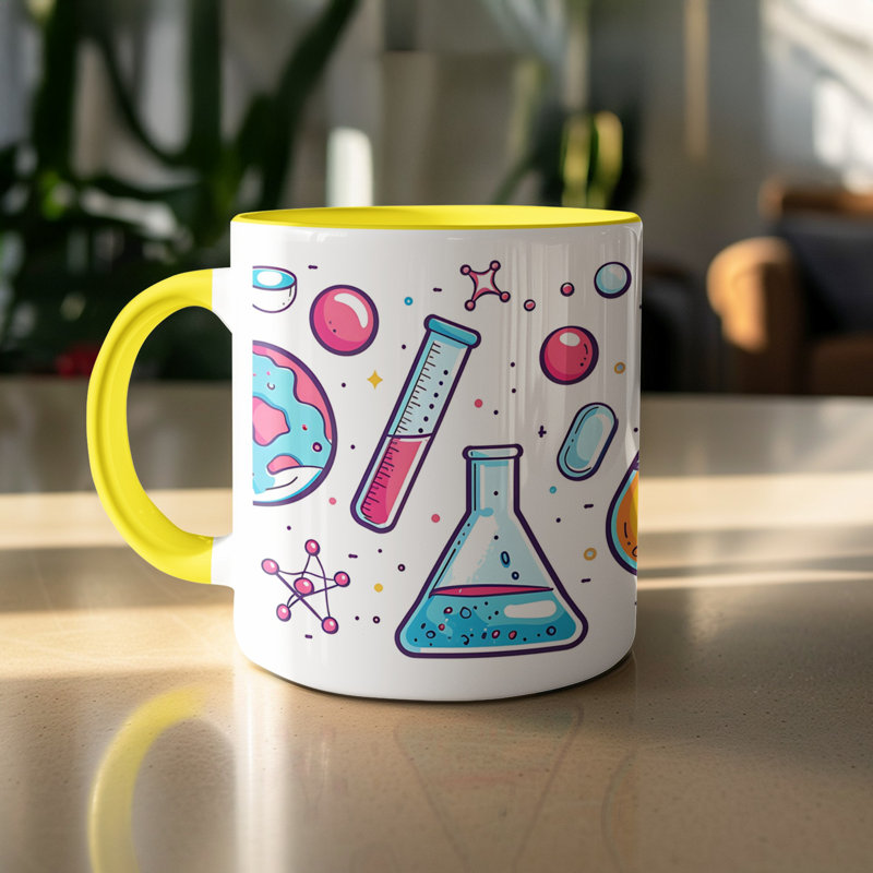 East Urban Home Kids Drawing Style 11oz Accent Mugs – White Ceramic ...