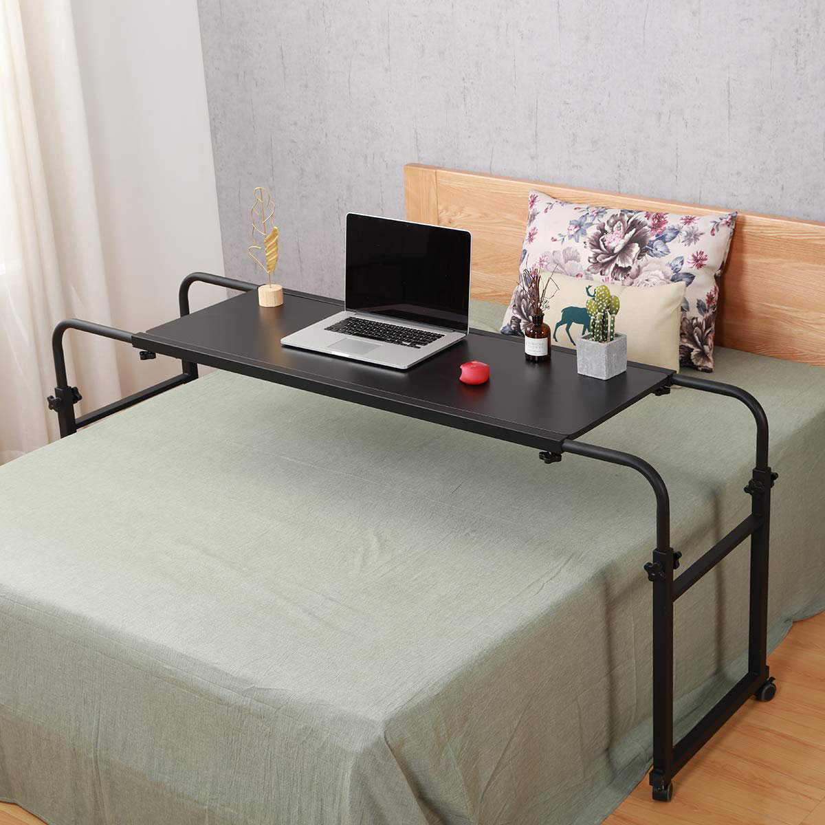 Latitude Run® Overbed Table With Wheels Overbed Desk Over Bed Desk King Queen Bed Table Overbed ...