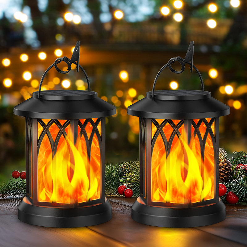 BUCASA 6.18" Solar Powered Integrated LED Outdoor Lantern with Electric ...