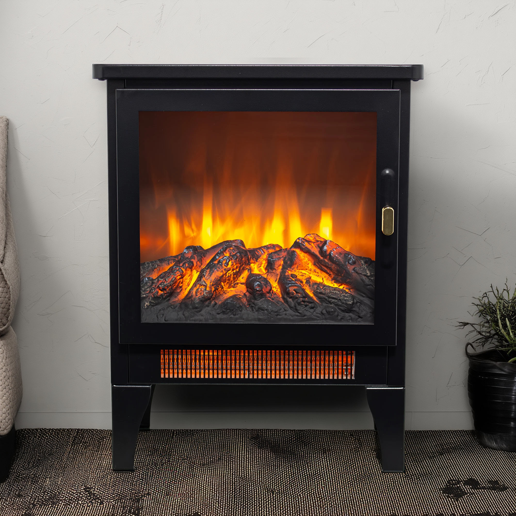 Ebern Designs Freestanding Electric Fireplace Heater With 3d Flame ...