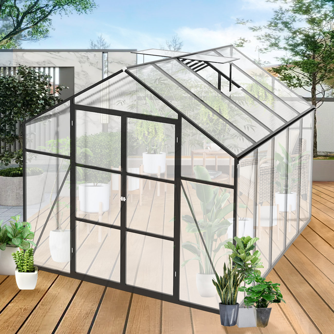 GZMWON Newly Marketed Gain Height Windproofaluminum Greenhouse 8X10 FT ...