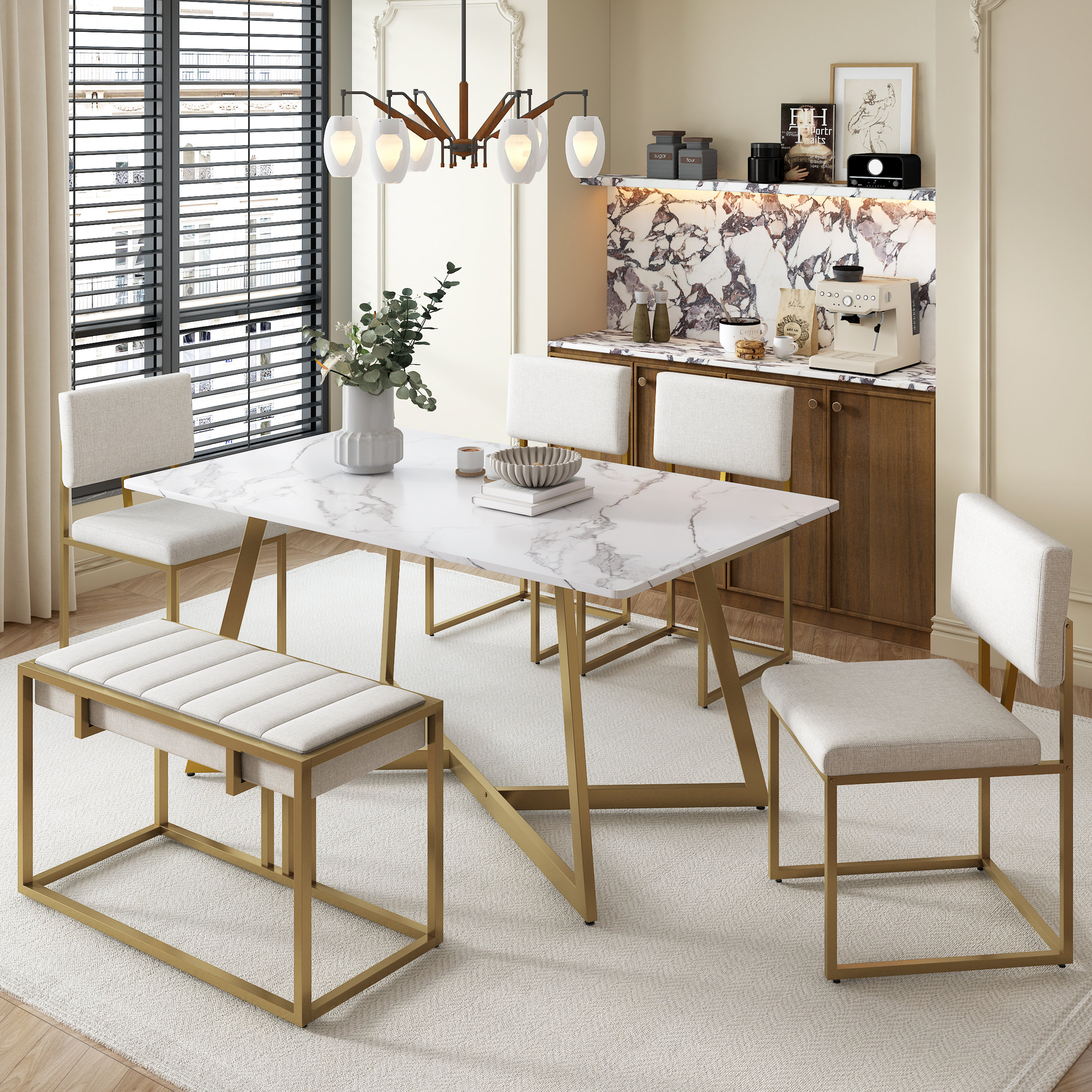 Mercer41 Smyan Rectangular 59.9'' L x 36'' W Dining Set | Wayfair