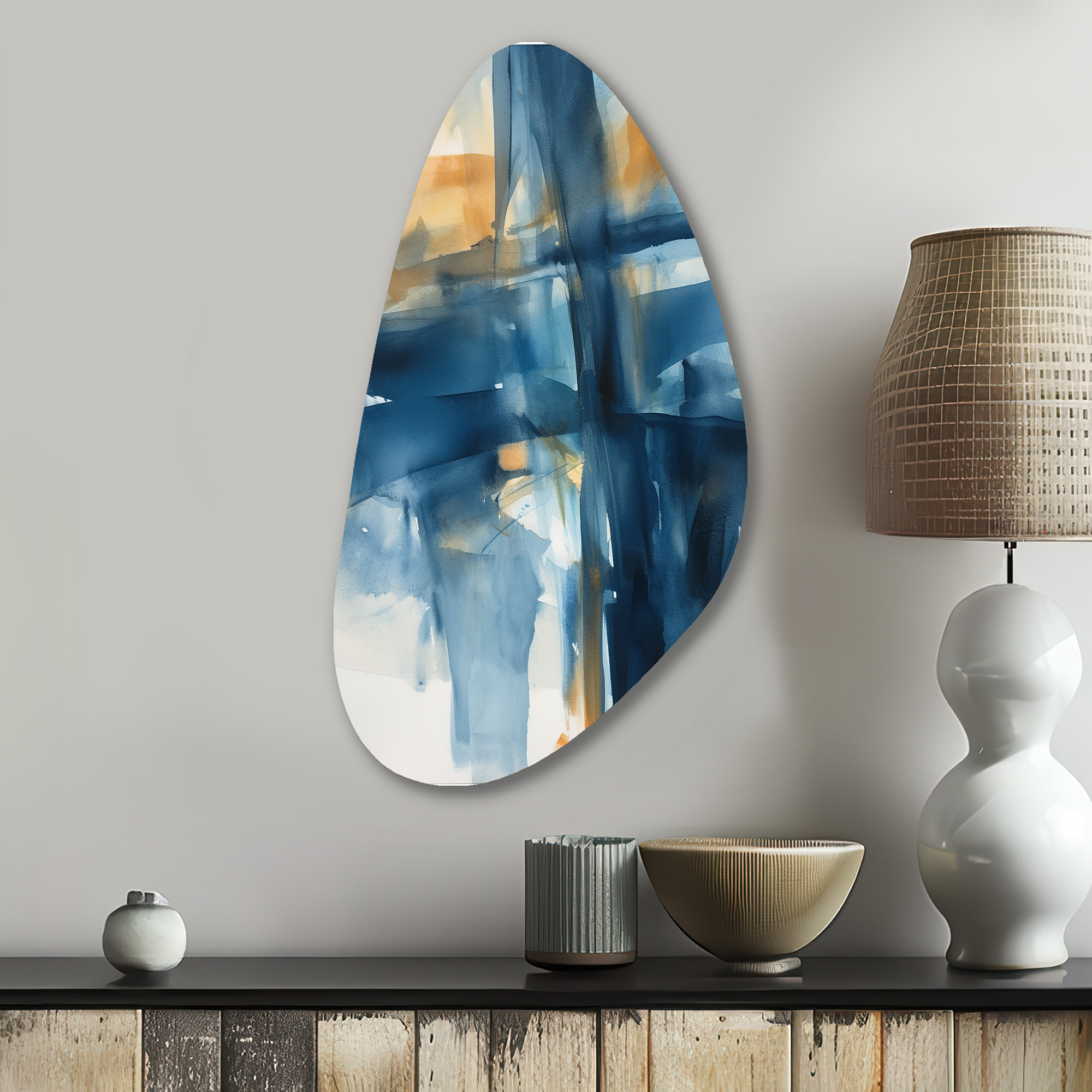 Design Art Blue and Gold Fusion VIII - Fractals Asymmetrical Metal Wall ...