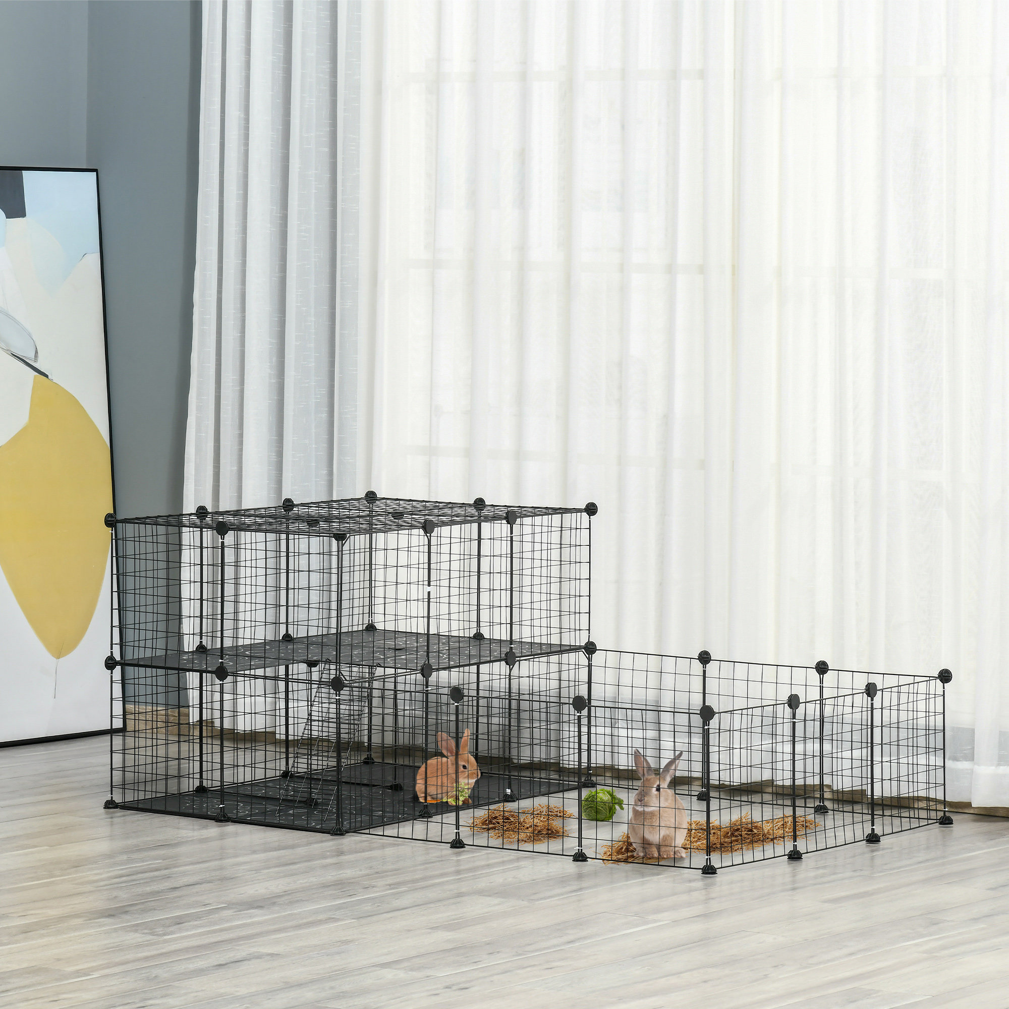Tucker Murphy Pet™ PawHut 47 Panels Pet Playpen, Small Animal Playpen ...