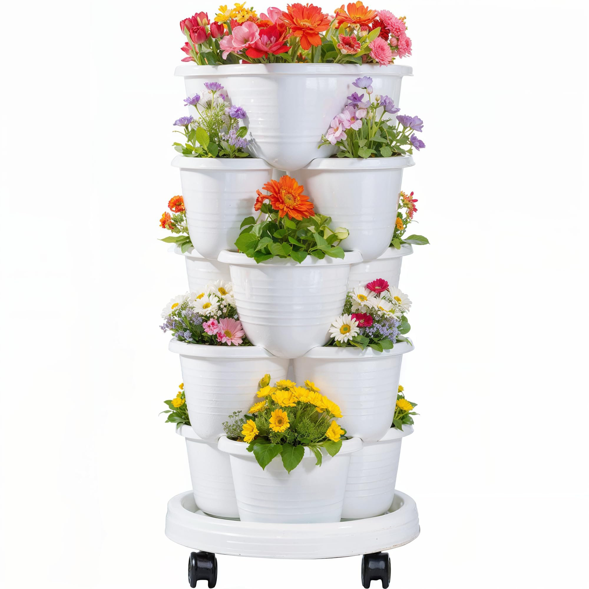 Latitude Run® 5 Tier Vertical Garden Planter, Self Watering Stackable ...