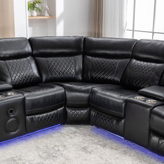 Orren Ellis Aundre Power Reclining Sectional With Speaker | Wayfair
