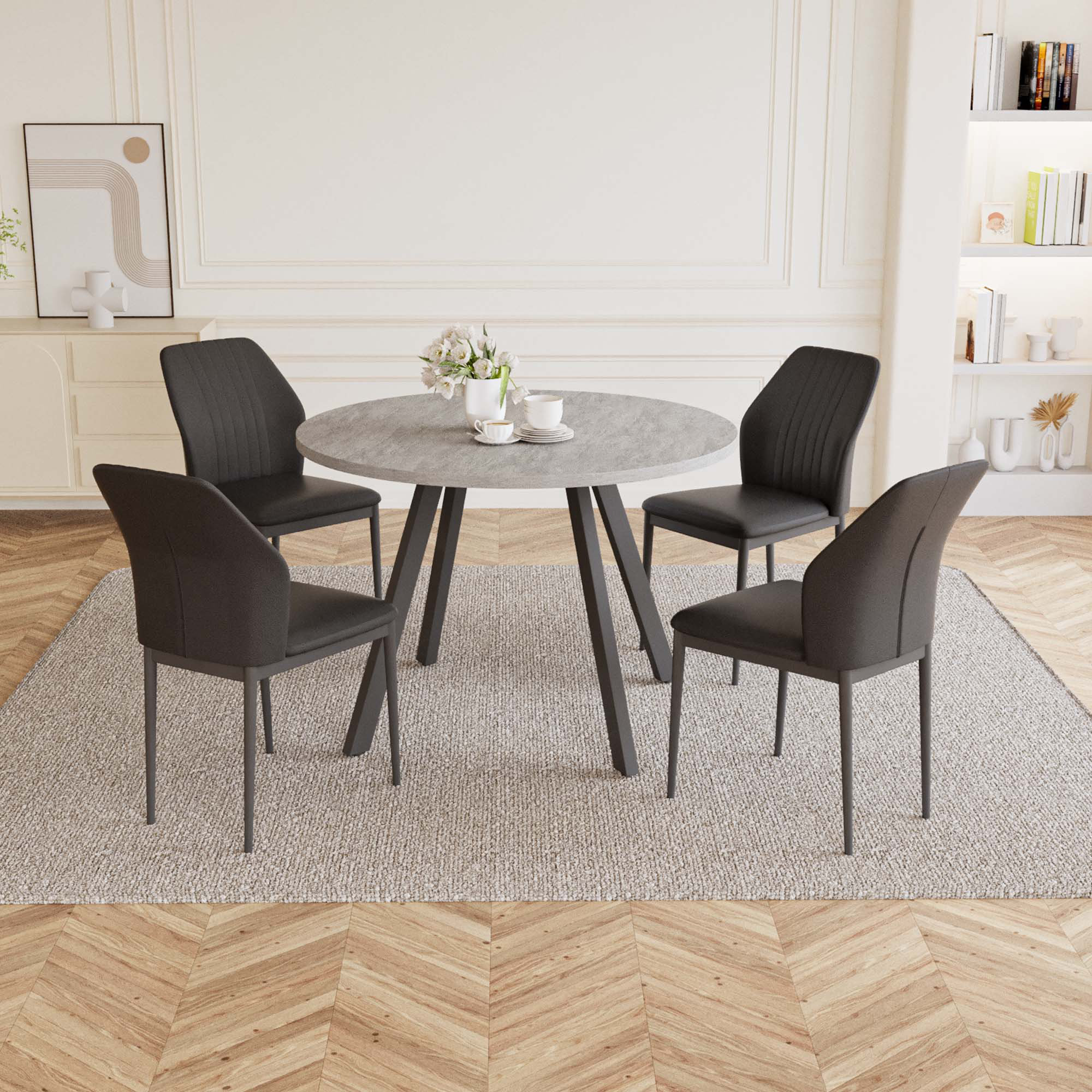 George Oliver Siefert 35.4'' Round Dining Table Set, Kitchen Dining ...