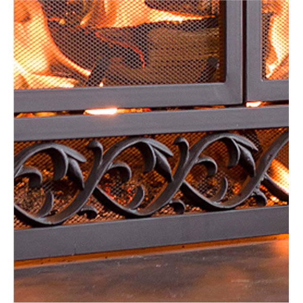 Lark Manor Akiera Small Iron Scrollwork Fireplace Screen With Two Doors ...