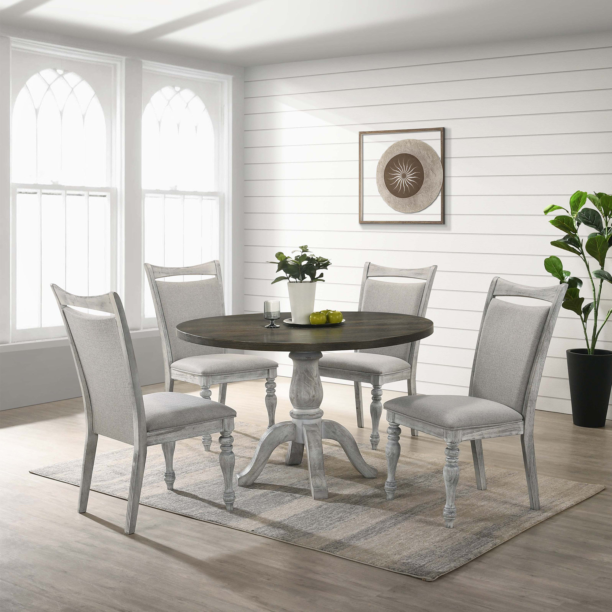 Ophelia & Co. Geovany Iris 5-piece Dining Set, Round Pedestal Table ...