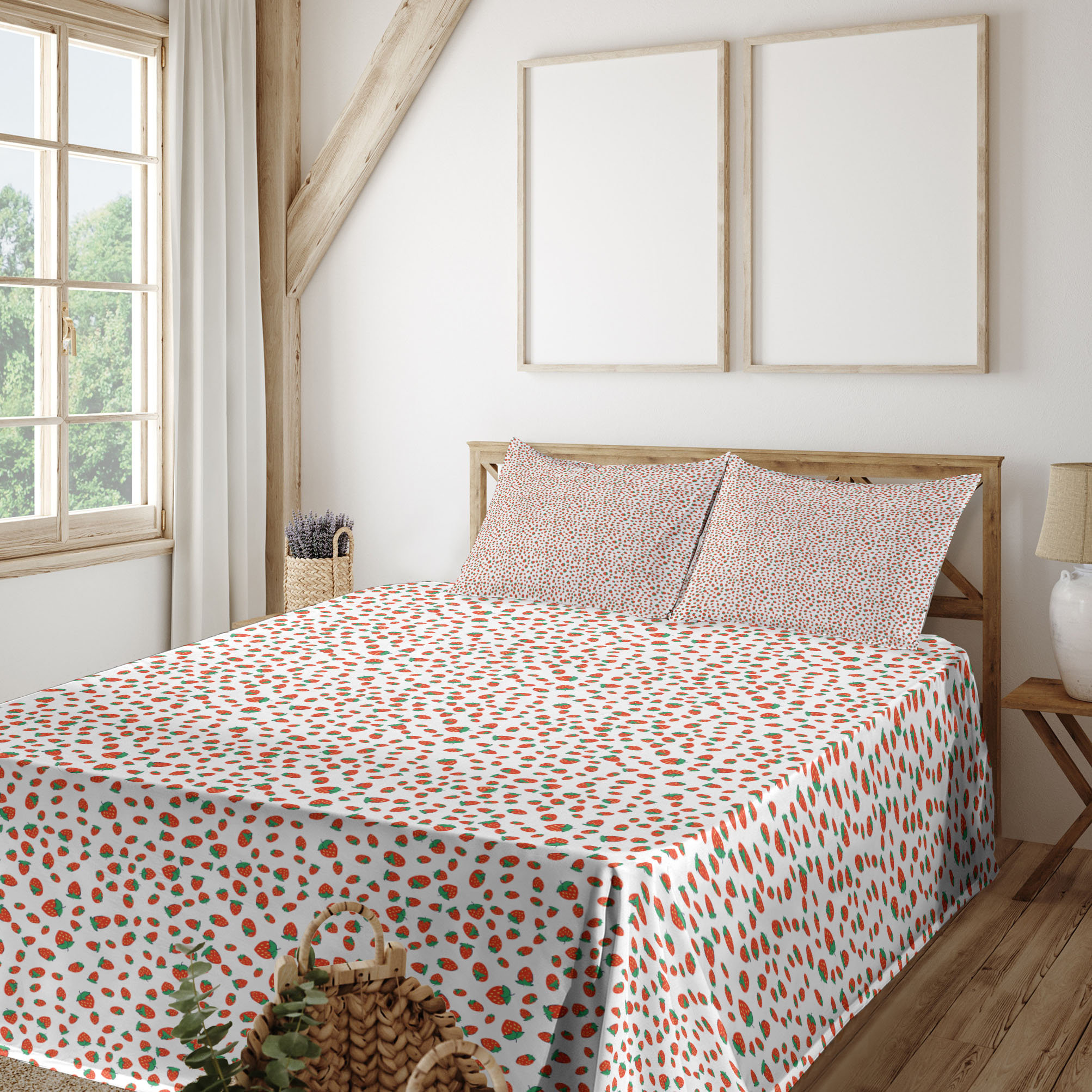 Ambesonne Strawberry Sheet Set 4 Pcs Berry Summer Fruits Art Scarlet ...