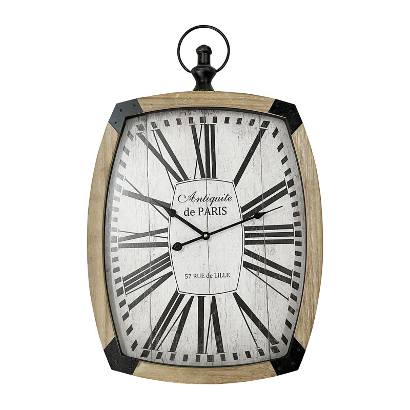Gracie Oaks Kiara Wood Rectangle Farmhouse Style Wall Clock | Wayfair