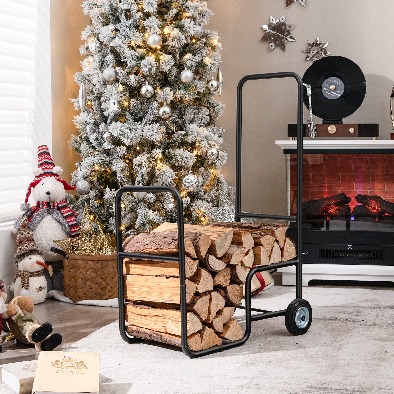 Rebrilliant Firewood Carrier Wood Mover Hauler Fire Rack Caddy Cart ...