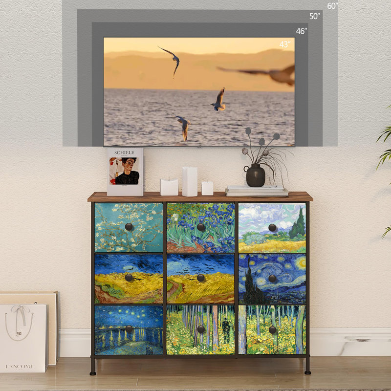 Rafaelo Mobilia 9 Fabric Drawer Bedroom Dresser With Abstract Patterns ...