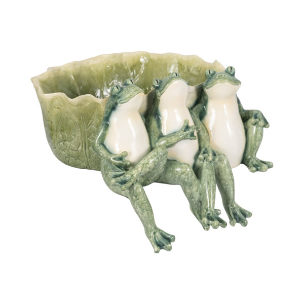 Trinx Green Polyresin 12" Three Sitting Frogs Planter | Wayfair