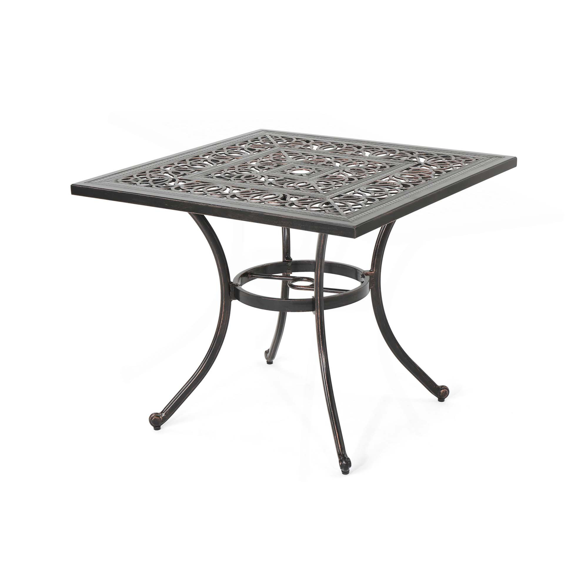 Charlton Home® Outdoor Square Cast Aluminum Dining Table | Wayfair