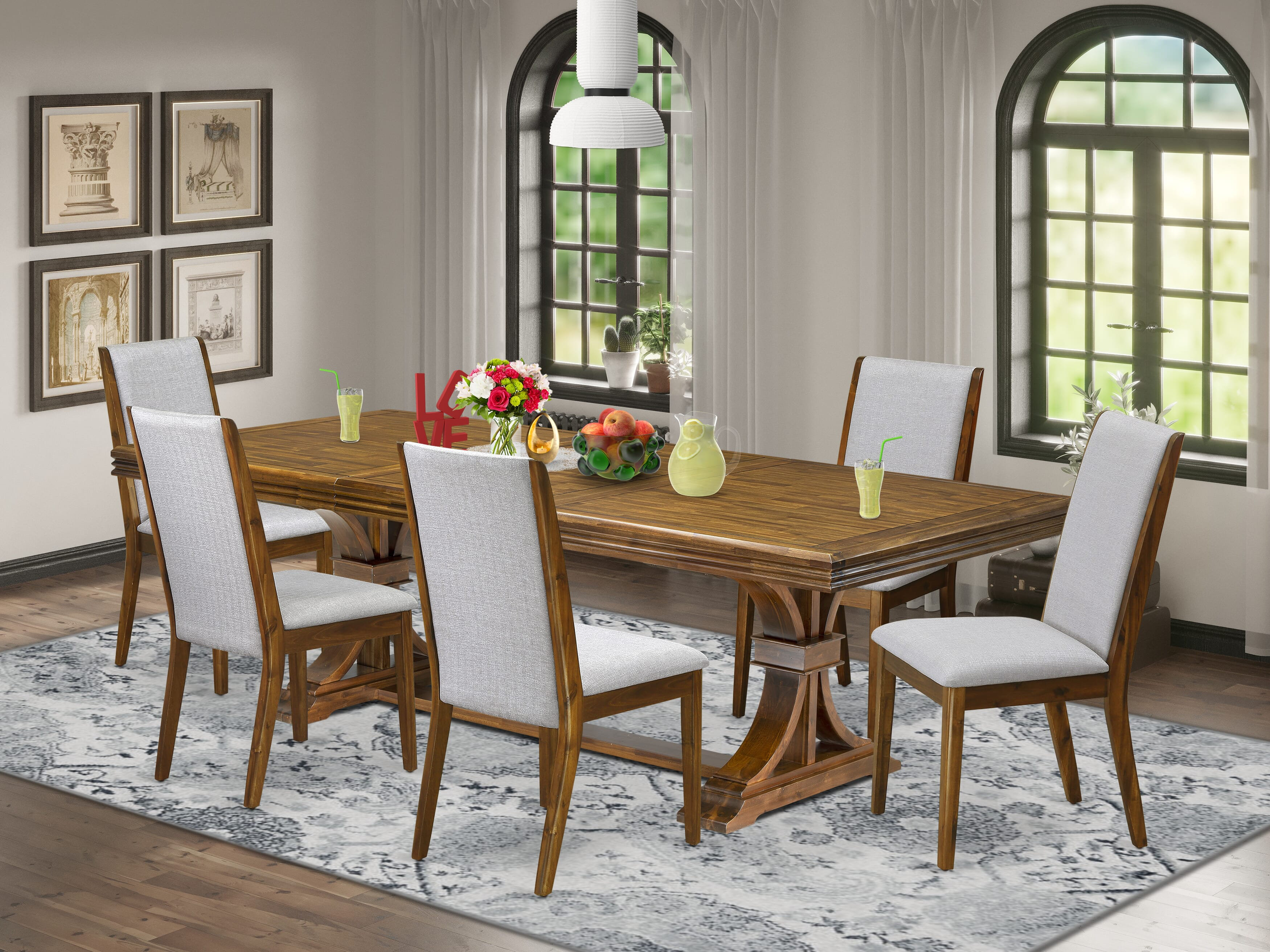 Red Barrel Studio 7 Pieces Modern Dining table set consists of a ...
