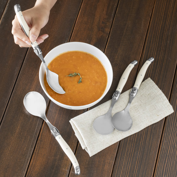 French Home Laguiole Soup Spoons with Faux Ivory Handles, 4-Piece Set ...
