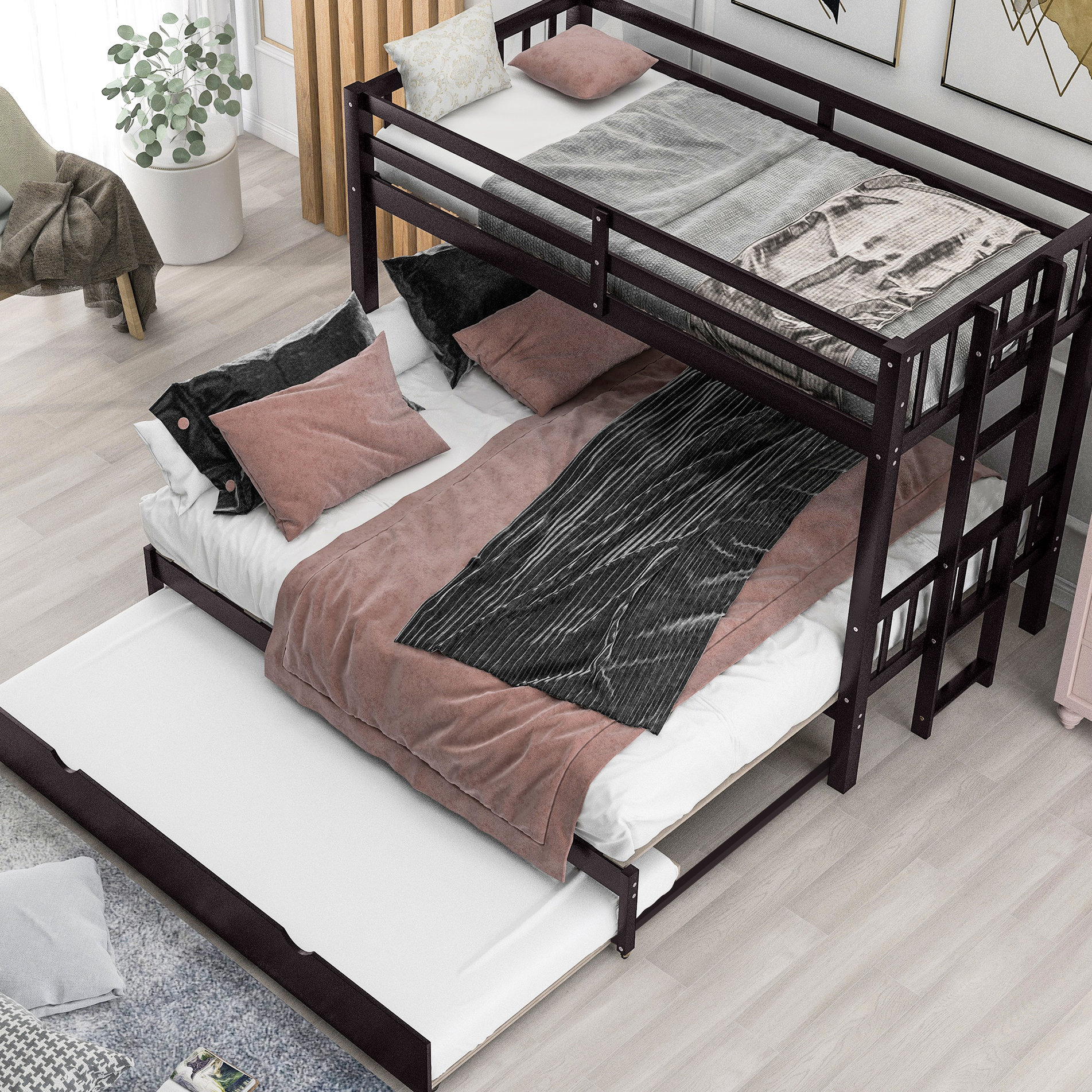 Harriet Bee Twin Over Pull - Out Bunk Bed With Trundle, Space Saving ...