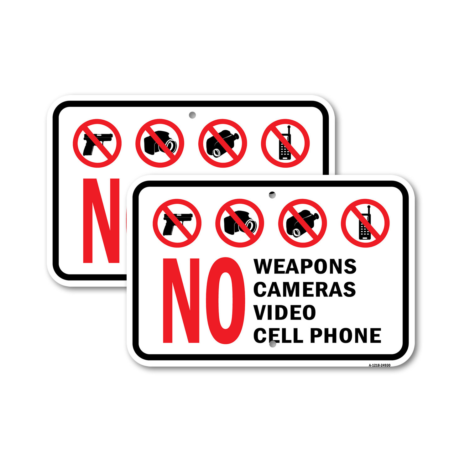 SignMission No Weapons Cameras Video Cell Phone Aluminum Sign | Wayfair