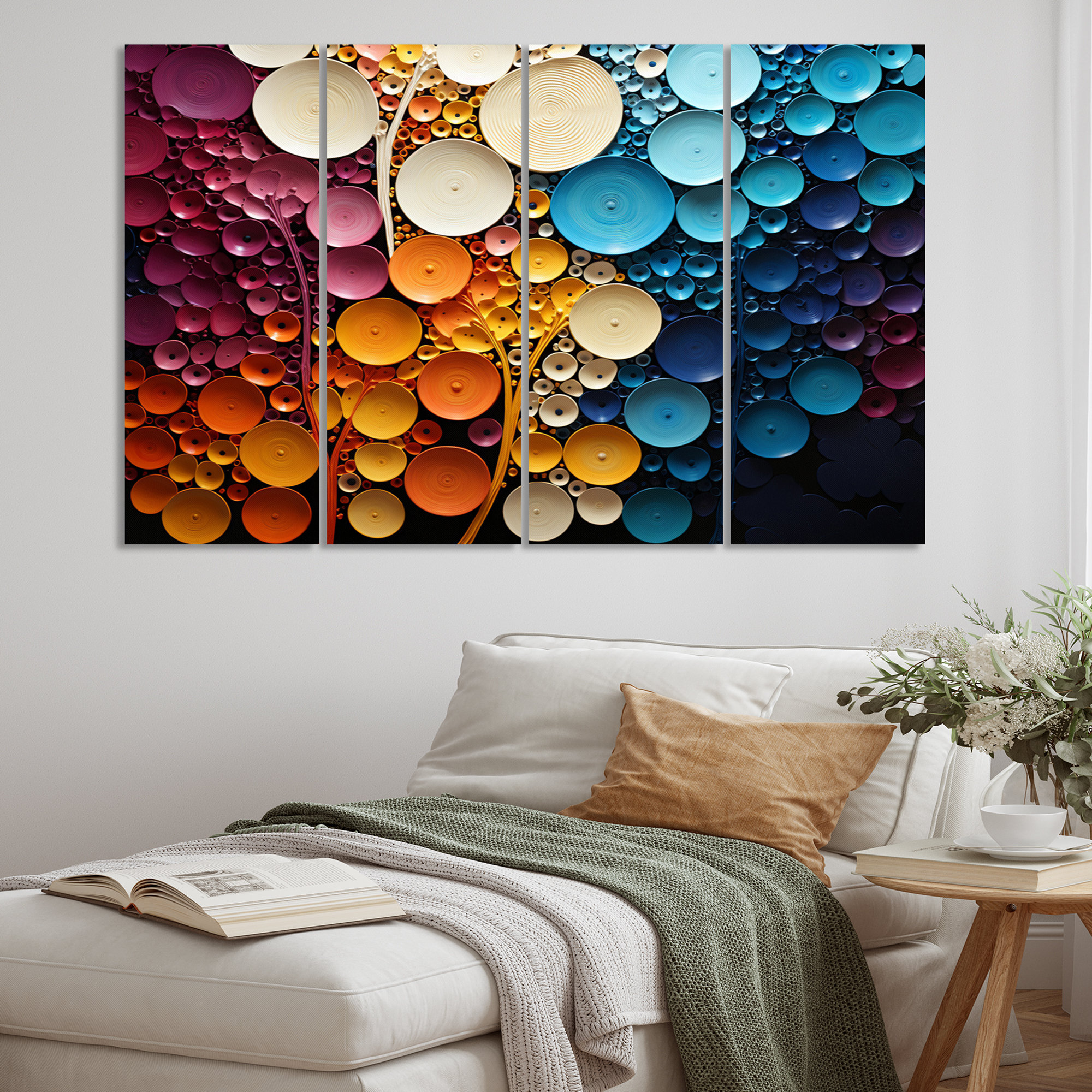 Design Art Bold Balance Dots - Modern Wall Art Living Room - 4 Panels ...