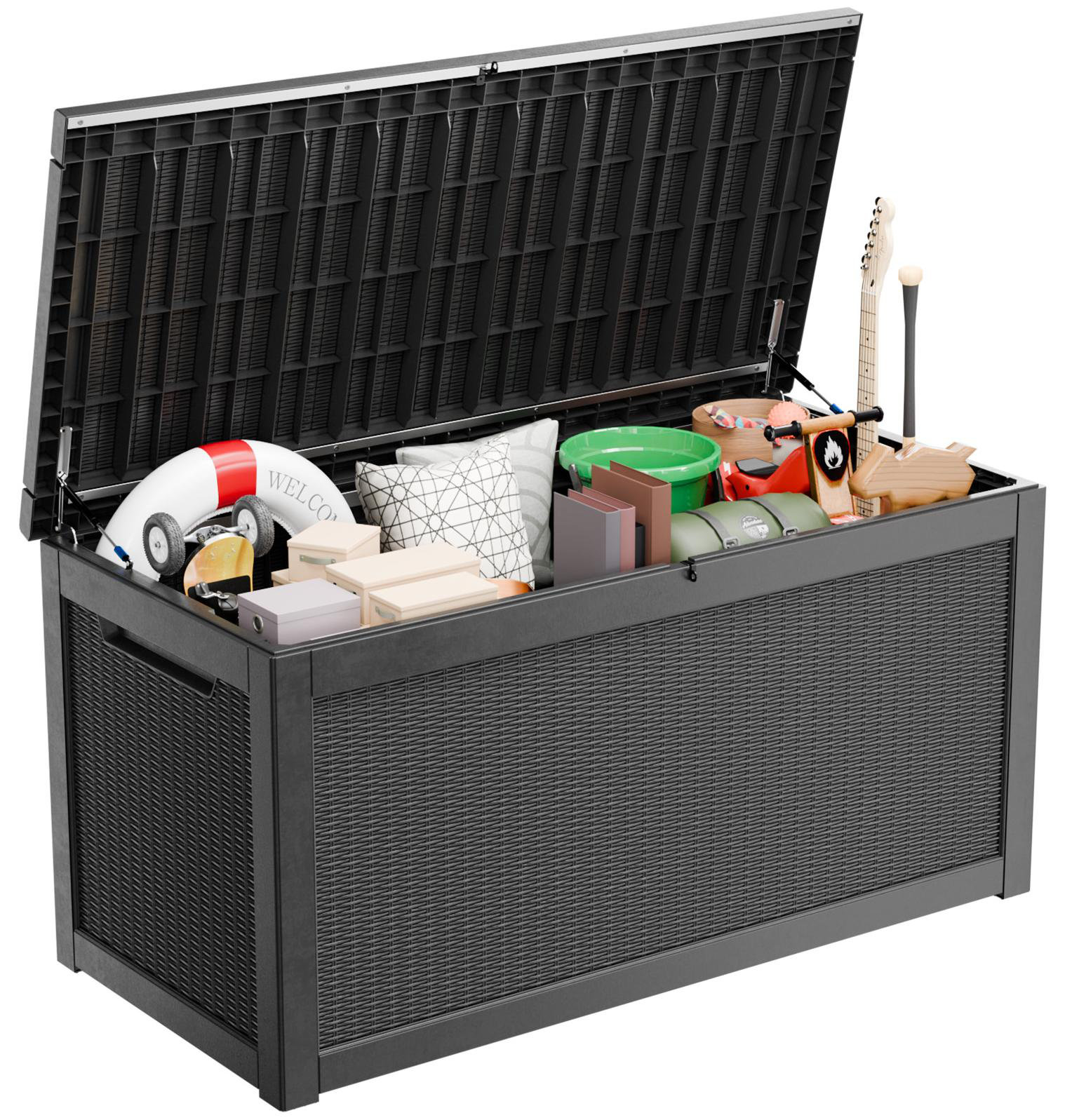 Kozart 260 Gallons Water Resistant Resin Lockable Deck Box in Black ...