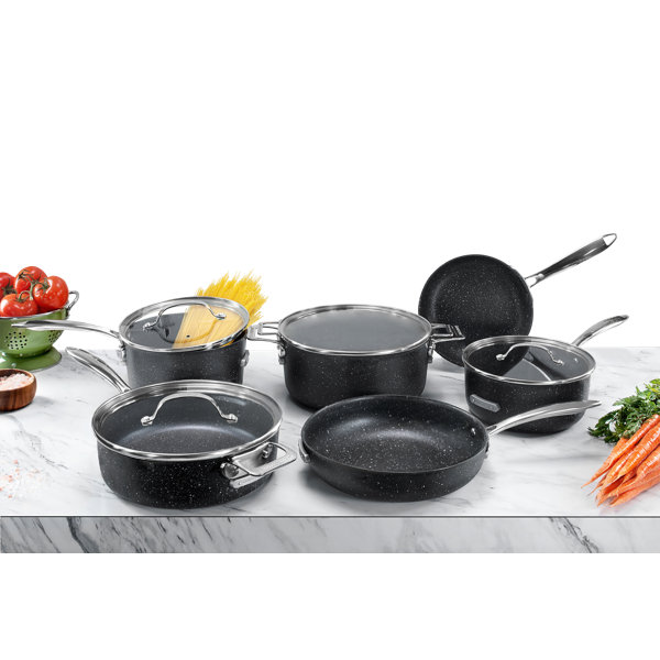 Granitestone Stackable Space Saving 10 Piece Aluminum Non Stick ...