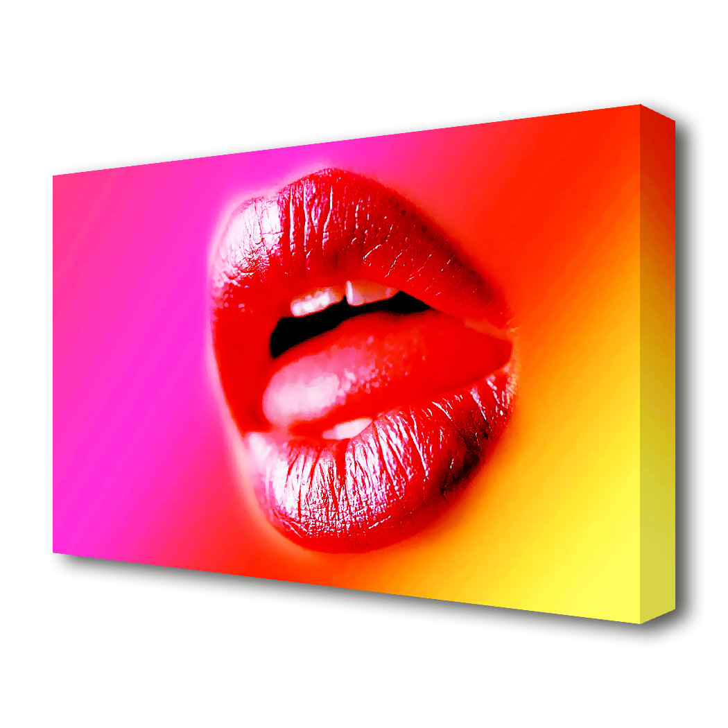 East Urban Home Red Lips - Wrapped Canvas Graphic Art Print | Wayfair.co.uk