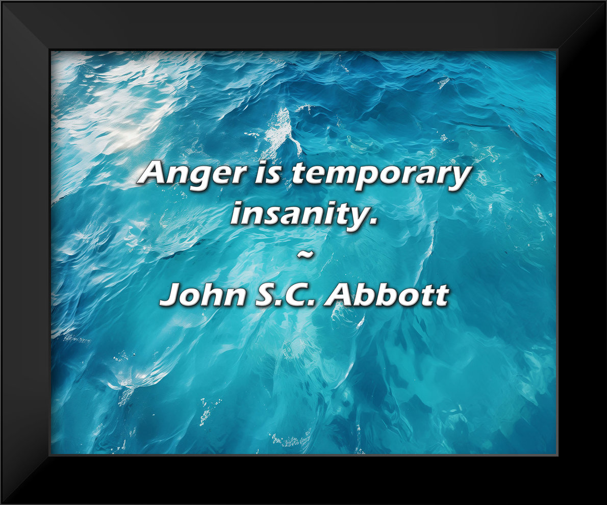 Latitude Run® John S.C. Abbott Quote: Anger is temporary insanity ...