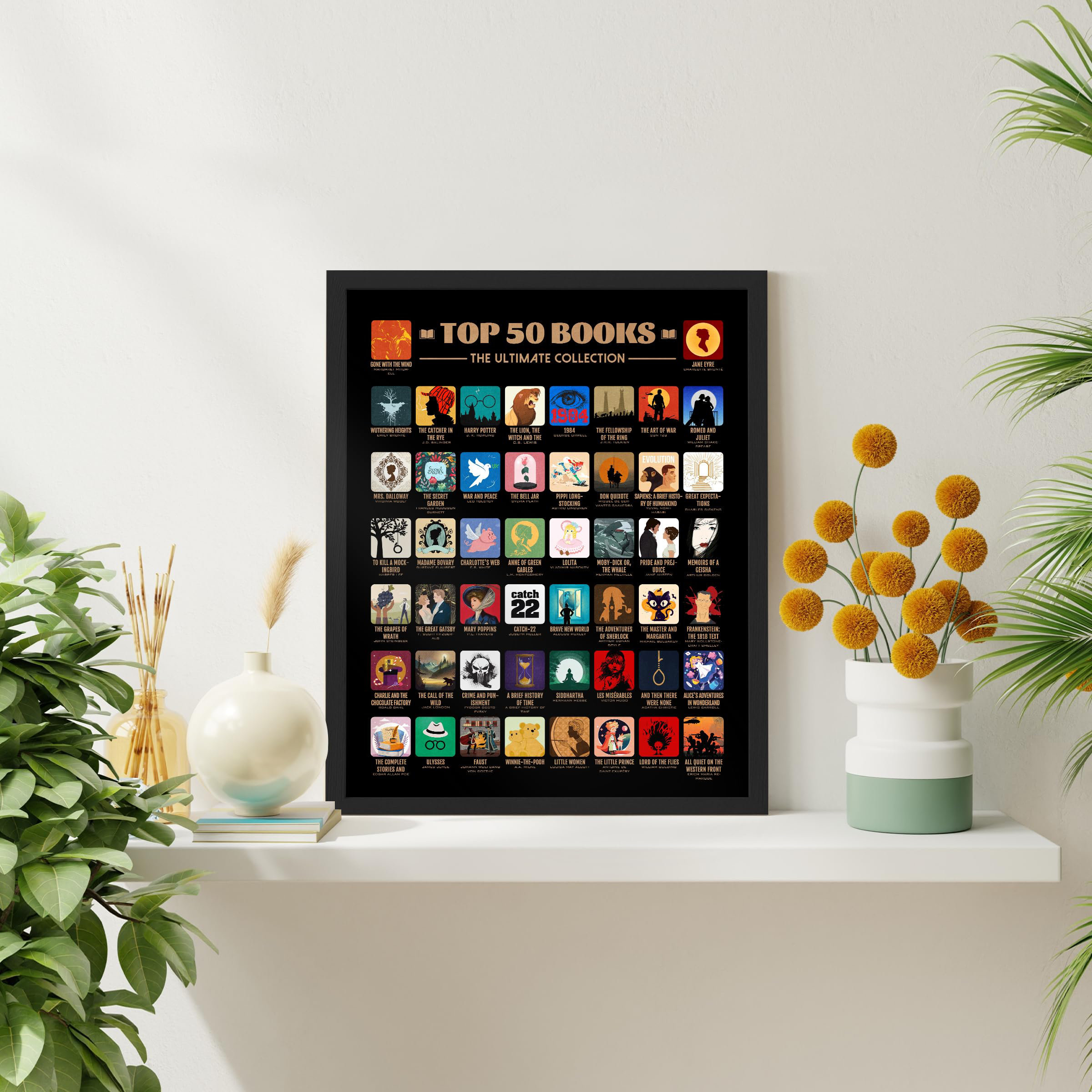 SIGNLEADER Literary Classics Poster - Top 50 Books Of All Time Collages ...