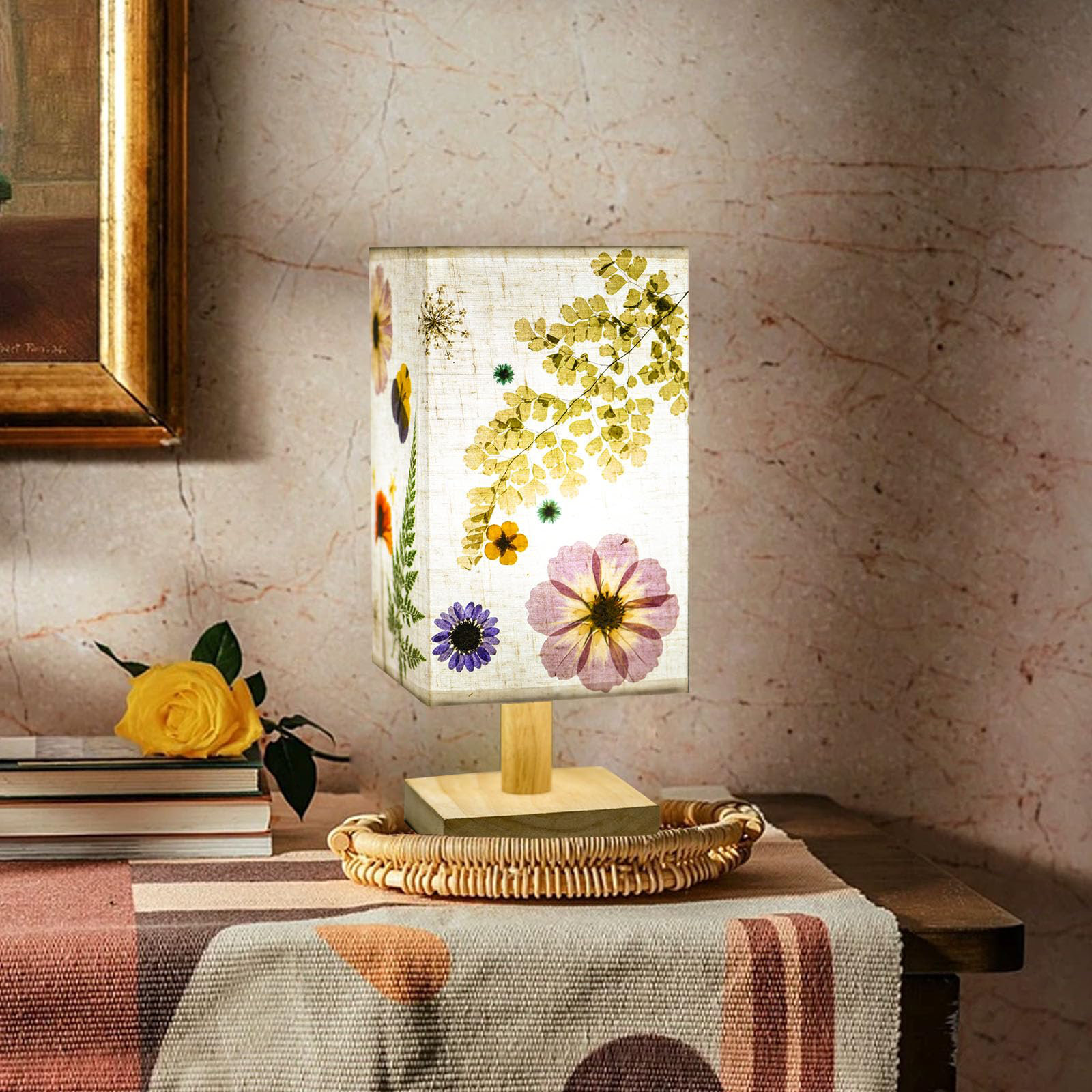 Red Barrel Studio Dried Flowers Table Lamp 5W LED Pressed Flower ...
