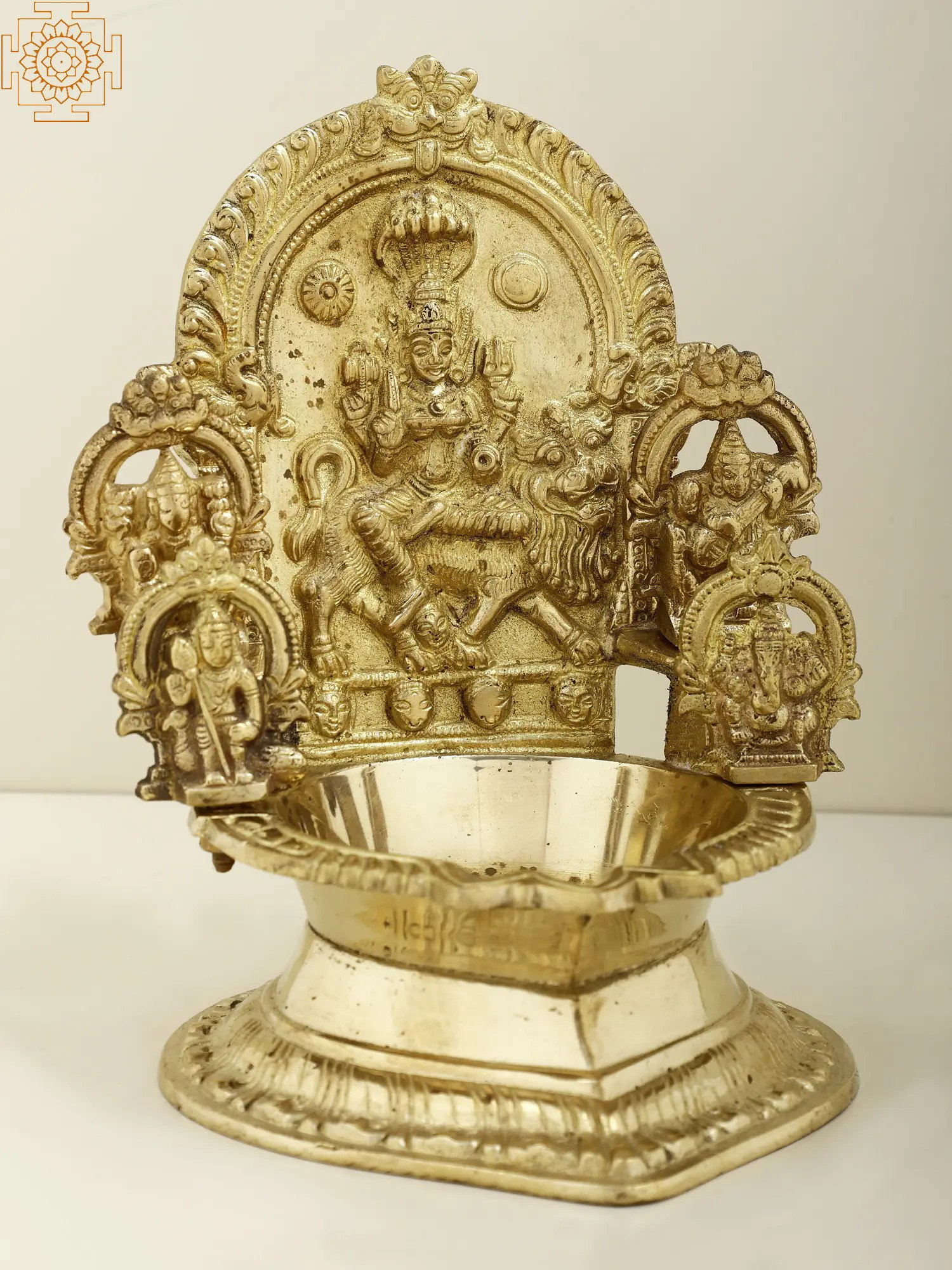 Exotic India 7" Brass Pratyangira Devi Puja Lamp | Wayfair
