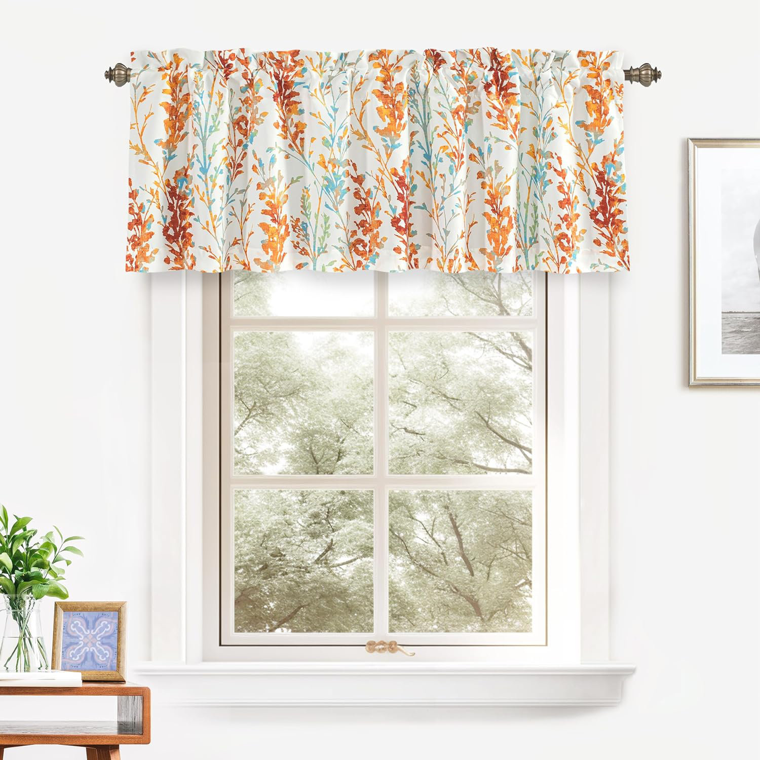 DriftAway Heather Blackout Rust Curtain Valances for Kitchen Windows ...