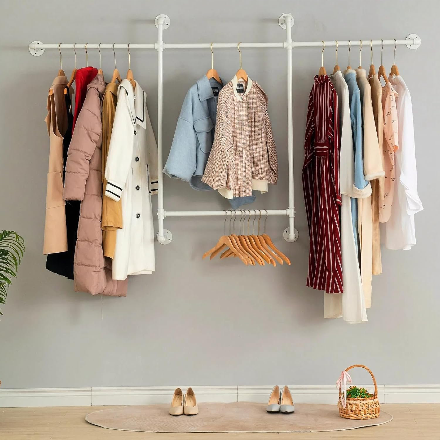 Rebrilliant Industrial Clothing Racks Garment Racks, Wall Mounted Pipes ...