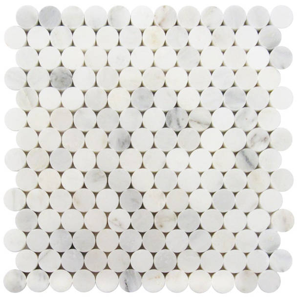 Bloom Stone 1" x 1" Marble Penney Round Mosaic Wall & Floor Tile ...