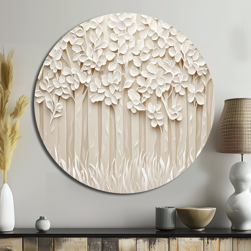 Dakota Fields Beige Forest Landscape - Nature Round Wall Decor, Forest ...