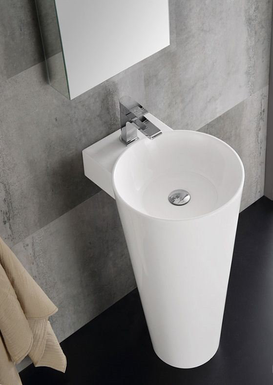 Fresca Lavabo de salle de bain piédestal ovale blanc avec armoire à ...