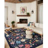 Rifle Paper Co. x Loloi Perennial Black/Navy Indoor / Outdoor Area Rug ...