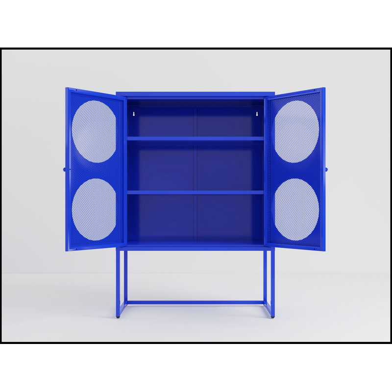 Hokku Designs Garonne Modern Blue Storage Cabinet with Doors ...