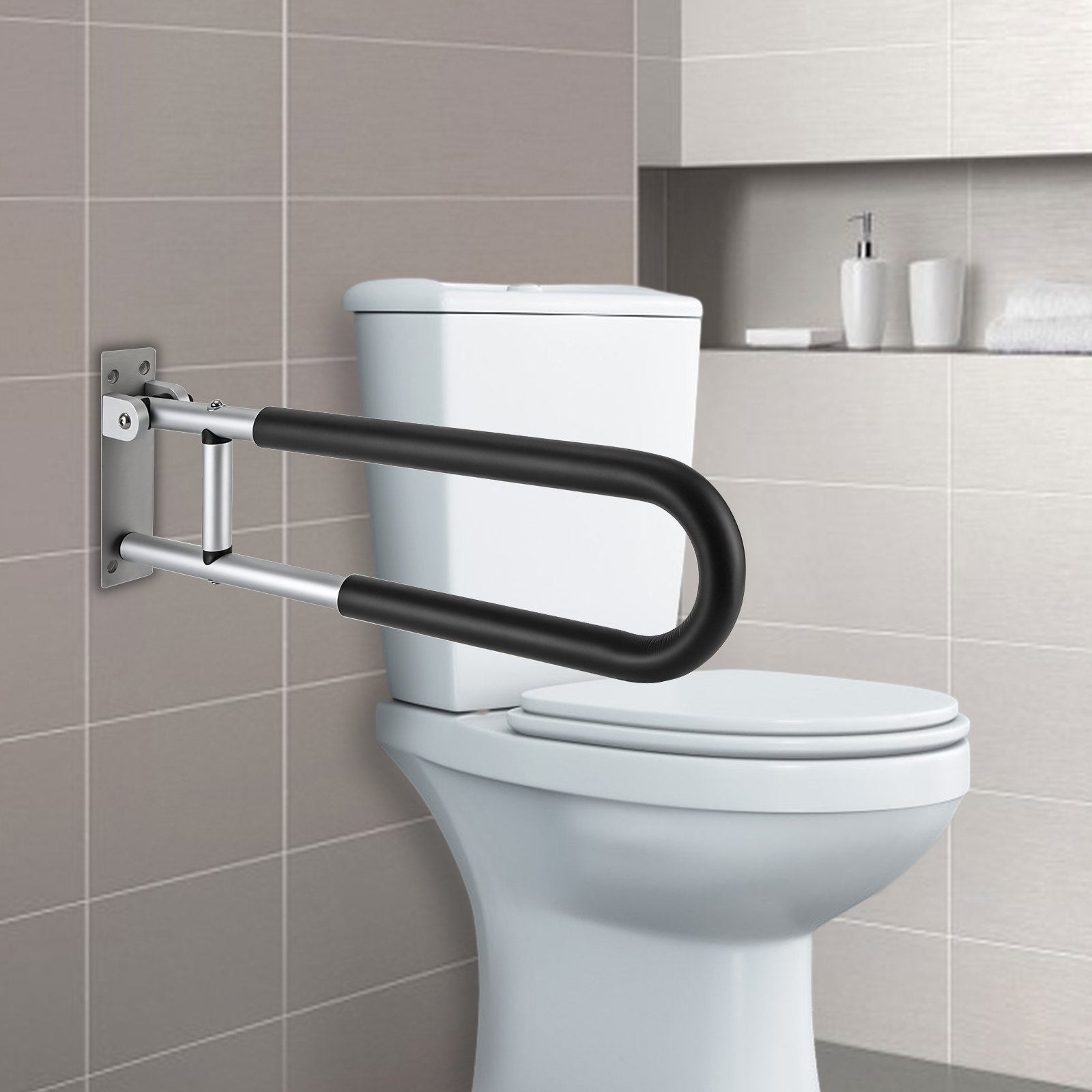 JOYDING 23.6" Foldable Handrail Grab Bars Wall Mounted Toilet Safety ...