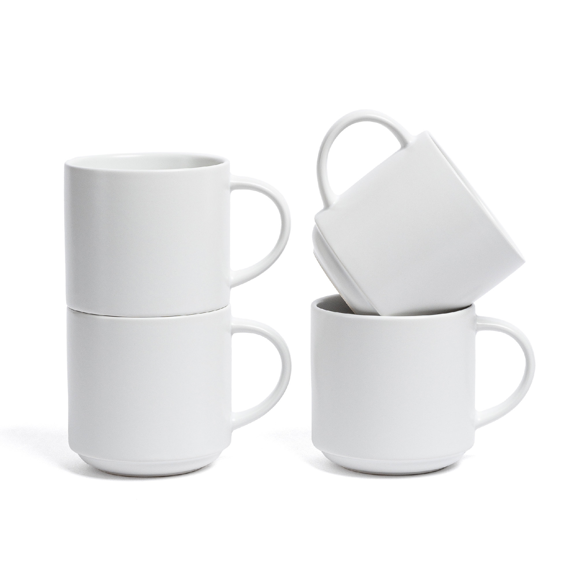Over&Back Stackable Semi-Matte Hand-Finished Stoneware Mugs, Set of 4 ...