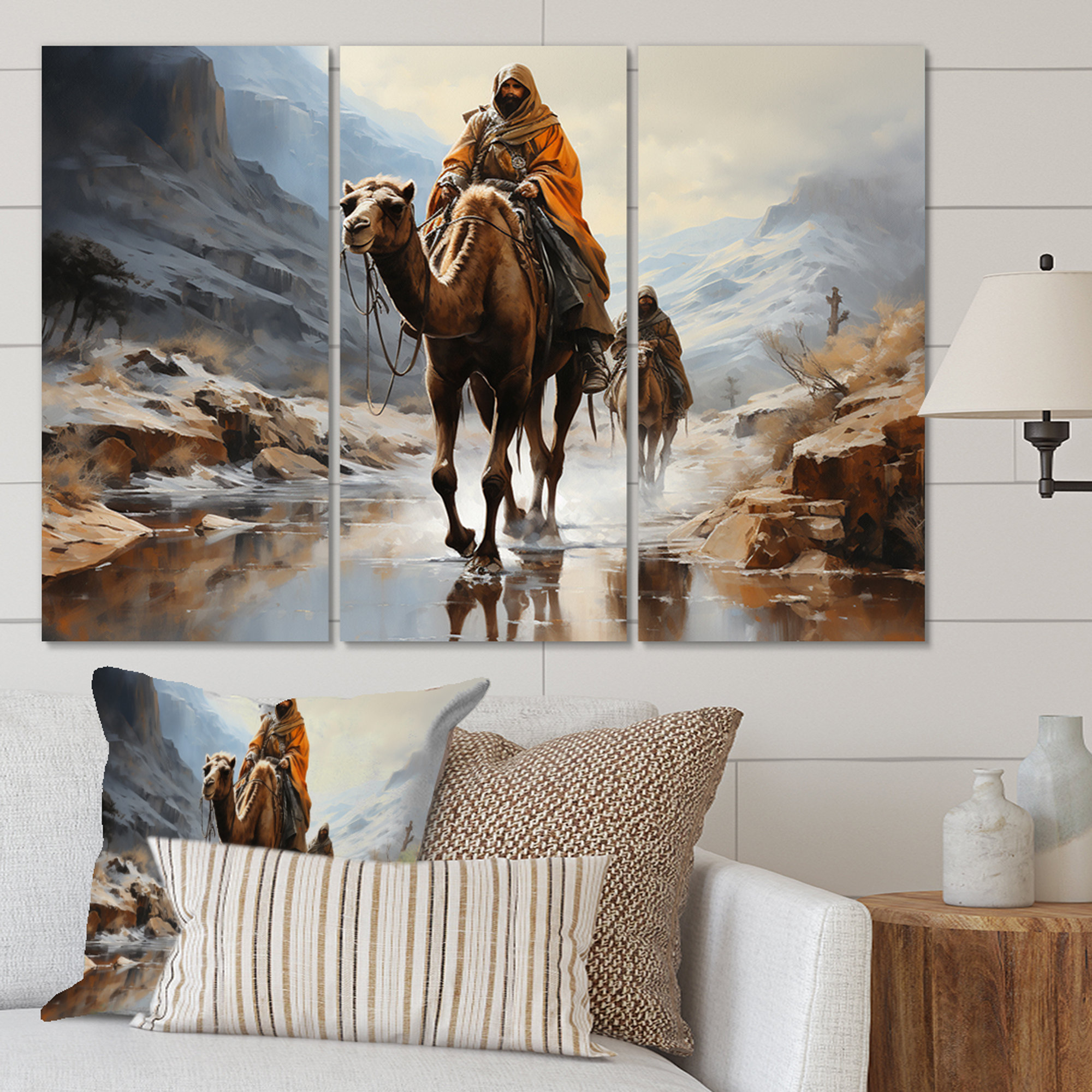 Bungalow Rose Camel Desert Wanderer Collage - Animals Canvas Prints Set ...