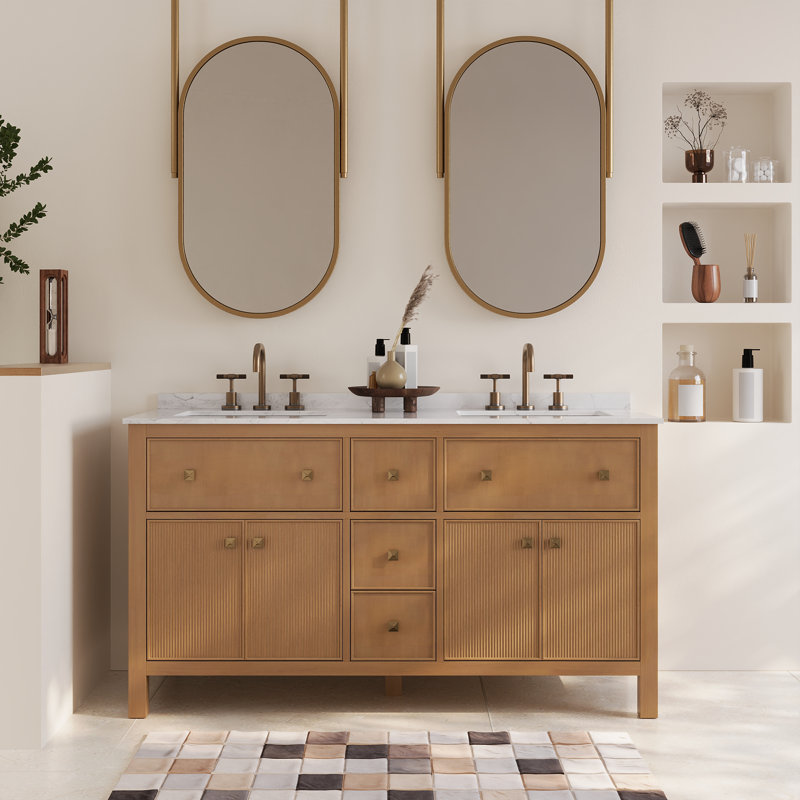 DeerValley Lignum 60" Fully Assembled Double Bathroom Vanity with ...