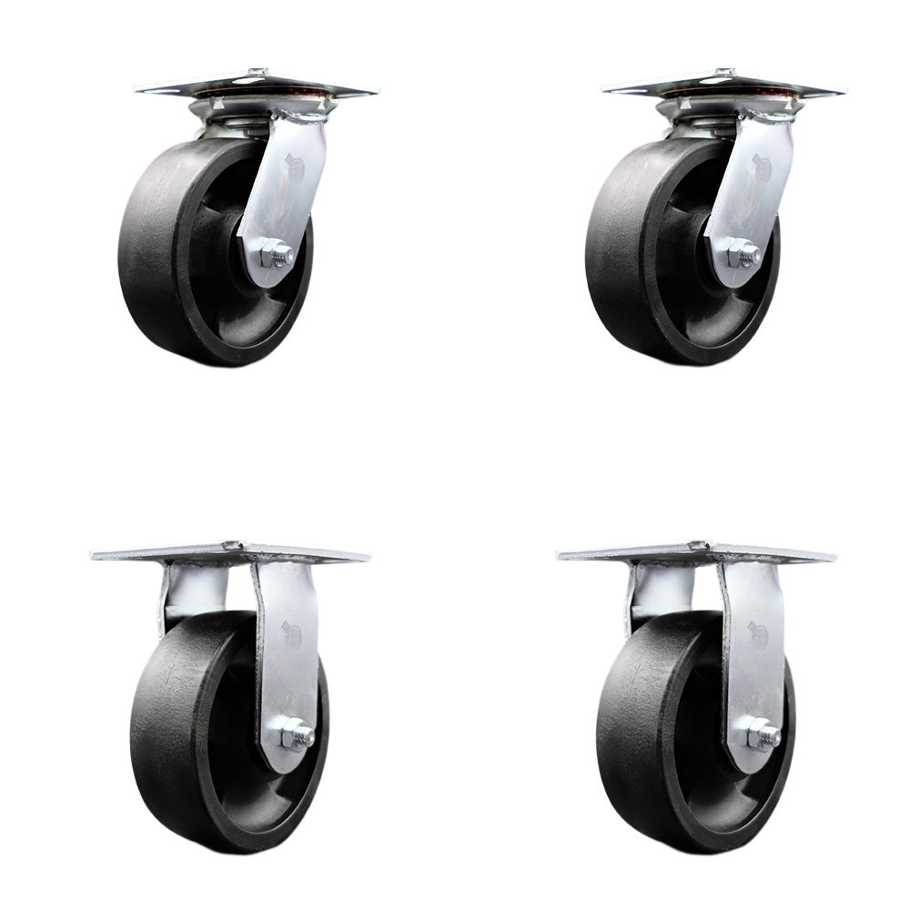 Service Caster 4 Piece Glass Filled Nylon Caster Set | Wayfair
