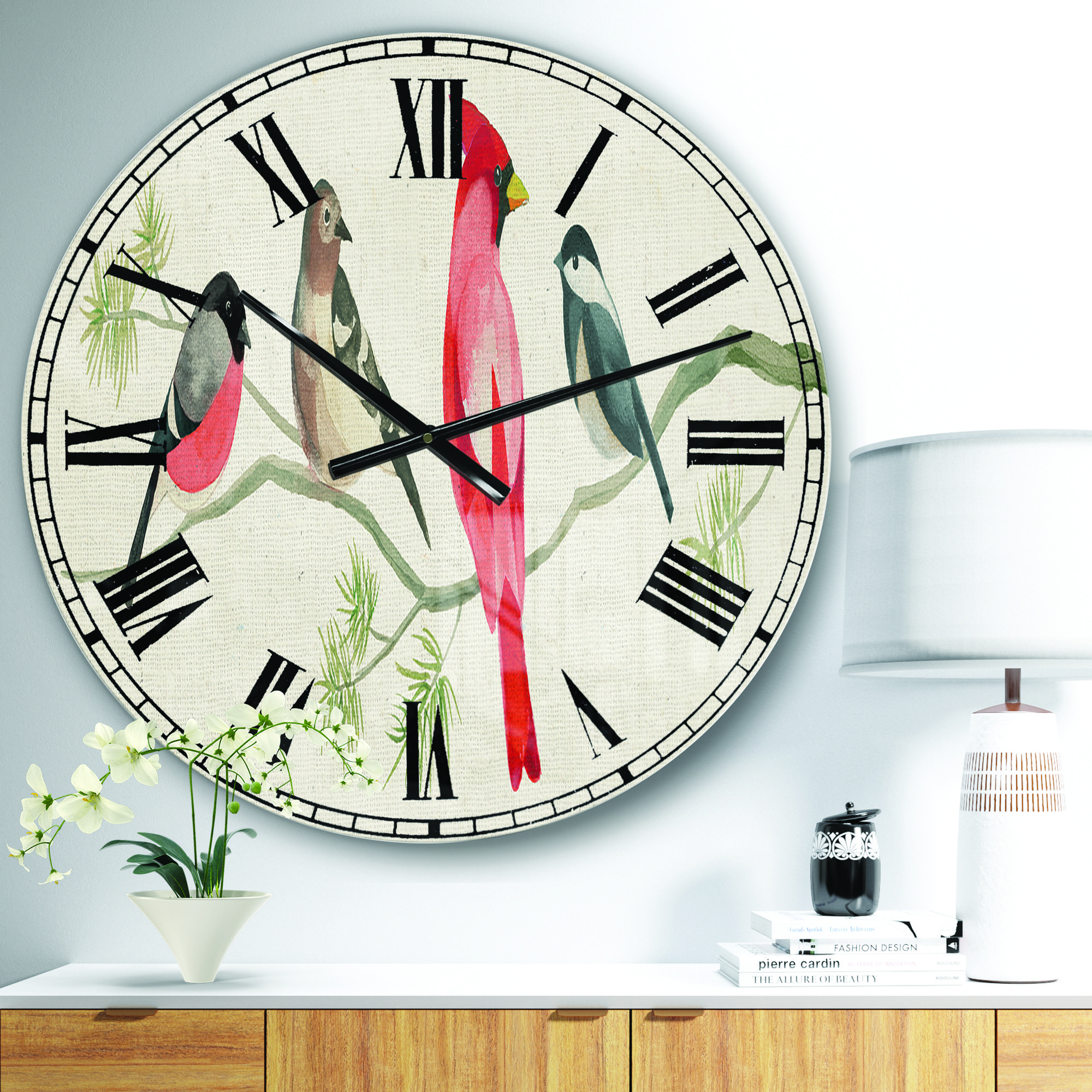 The Twillery Co.® Chickadee and Red Farmhouse Bird on Branch ...