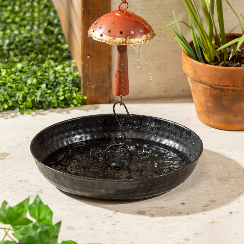 Arlmont & Co. Black Textured Rain Chain Basin | Wayfair