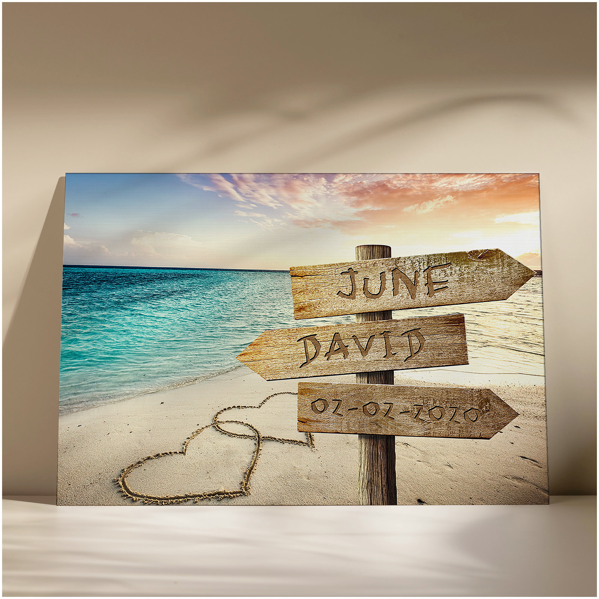Dovecove Personalized Wooden Beach Sign Canvas Wall Art with Custom ...