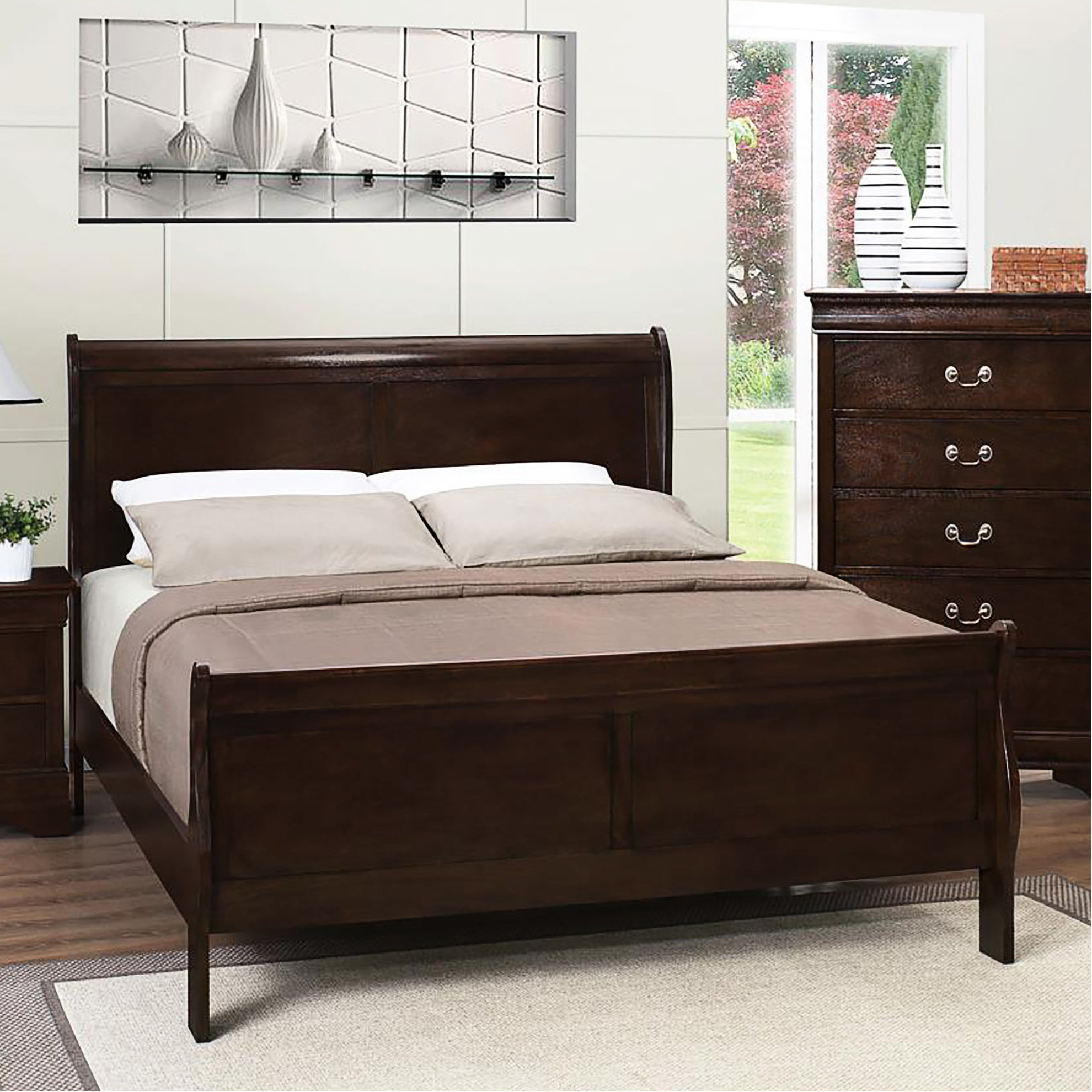 Red Barrel Studio® Classic Style Bed In Cappuccino, Bedroom Essential ...
