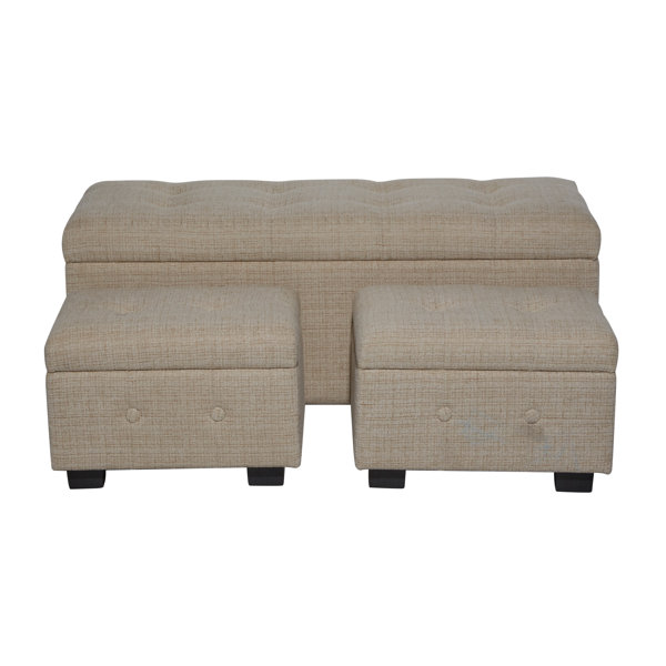 Hokku Designs 3 Piece Flip Top Storage Bench and Ottoman Set | Wayfair