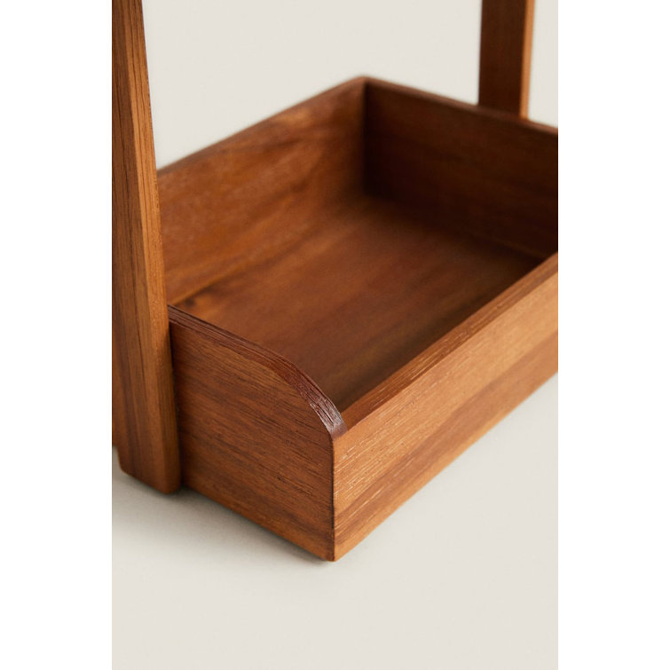 Latitude Run® Teak Wood Shower Caddy Corner, 2 Tier Bathroom Organizer ...