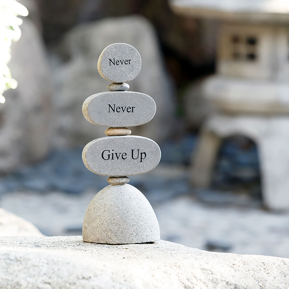 August Grove® Jerlene Never Never Give Up Cairn Garden Stone | Wayfair